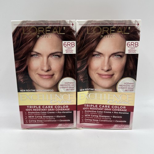 Loreal Excellence Creme Permanent Hair Color 6RB Light Reddish Brown 2 ...
