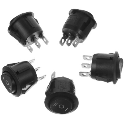 5 PCS 3 23mm Car Round Rocker Switches Single Pole Double Throw Push ...