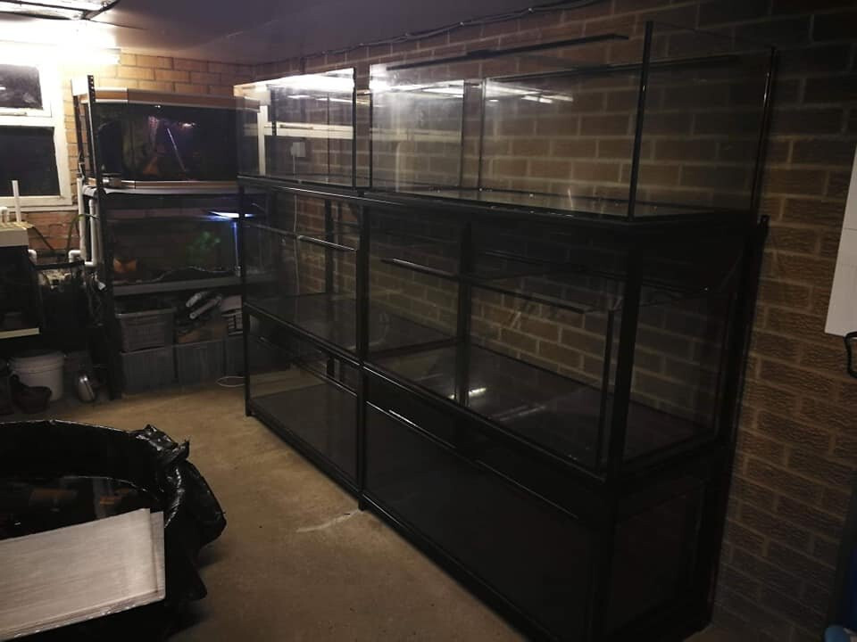 Large customer order aquarium with a metal frame, fish tank and stand ...