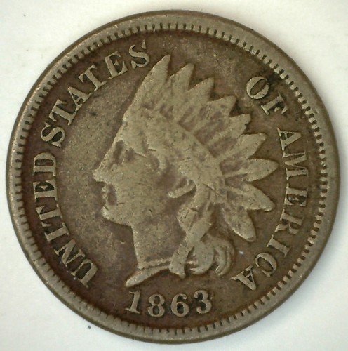 1863 Indian Head Cent Copper Nickel 1c US Type Coin Circulated You ...