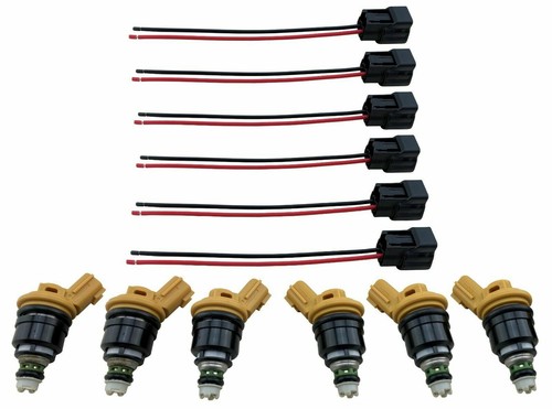 6 Side Feed Fuel Injectors 555cc for Skyline R33 RB25 S13 S14 S15 SR20 ...