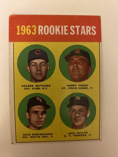 1963 Topps Baseball Rookie Stars Cullen/DeBusschere/Fanok/Mathews Card ...