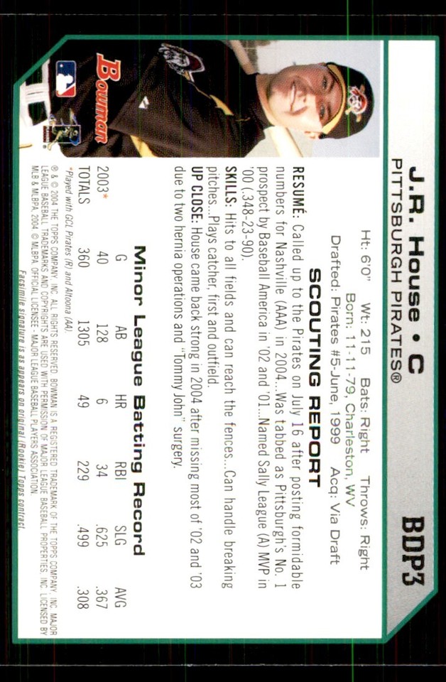 2004 Bowman J.R. House Baseball Cards #BDP3 | eBay