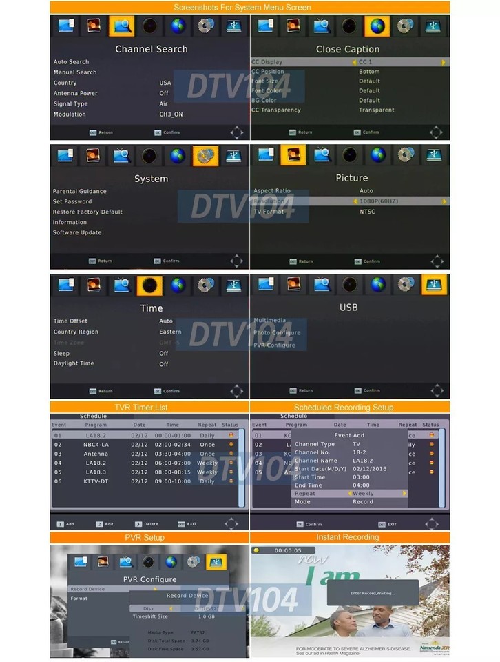 Digital Aerial Antenna TV Receiver Recorder For OTA Antenna Broadcast ...