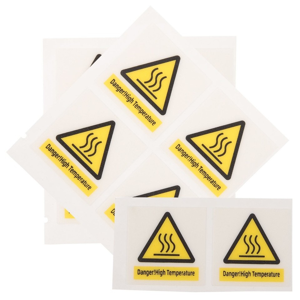 10 Sheets Thermal Label Sticker Caution High Temperature Safety Warning ...