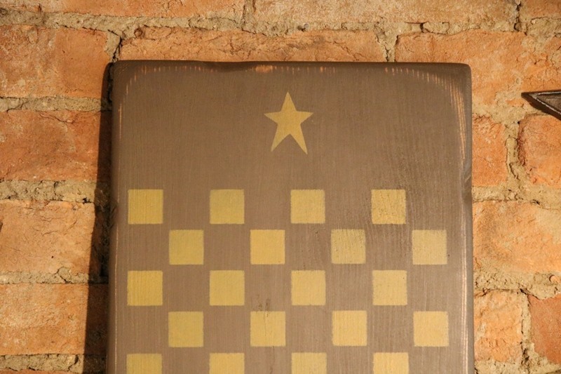 Primitive Handmade Wood Checkerboard Distressed Brown and Mustard Early ...