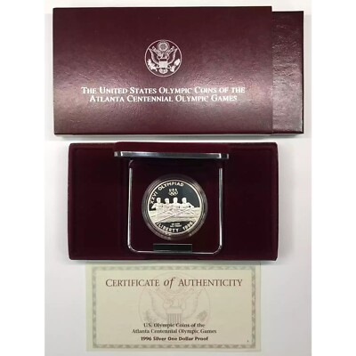 (1) 1996 P Olympic Rowing $1 Commemorative Proof Silver Dollar Coin w ...