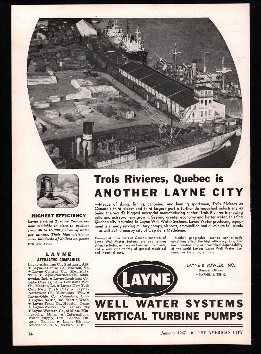 1947 Layne & Bowler ad Well water systems Memphis Vintage magazine ...