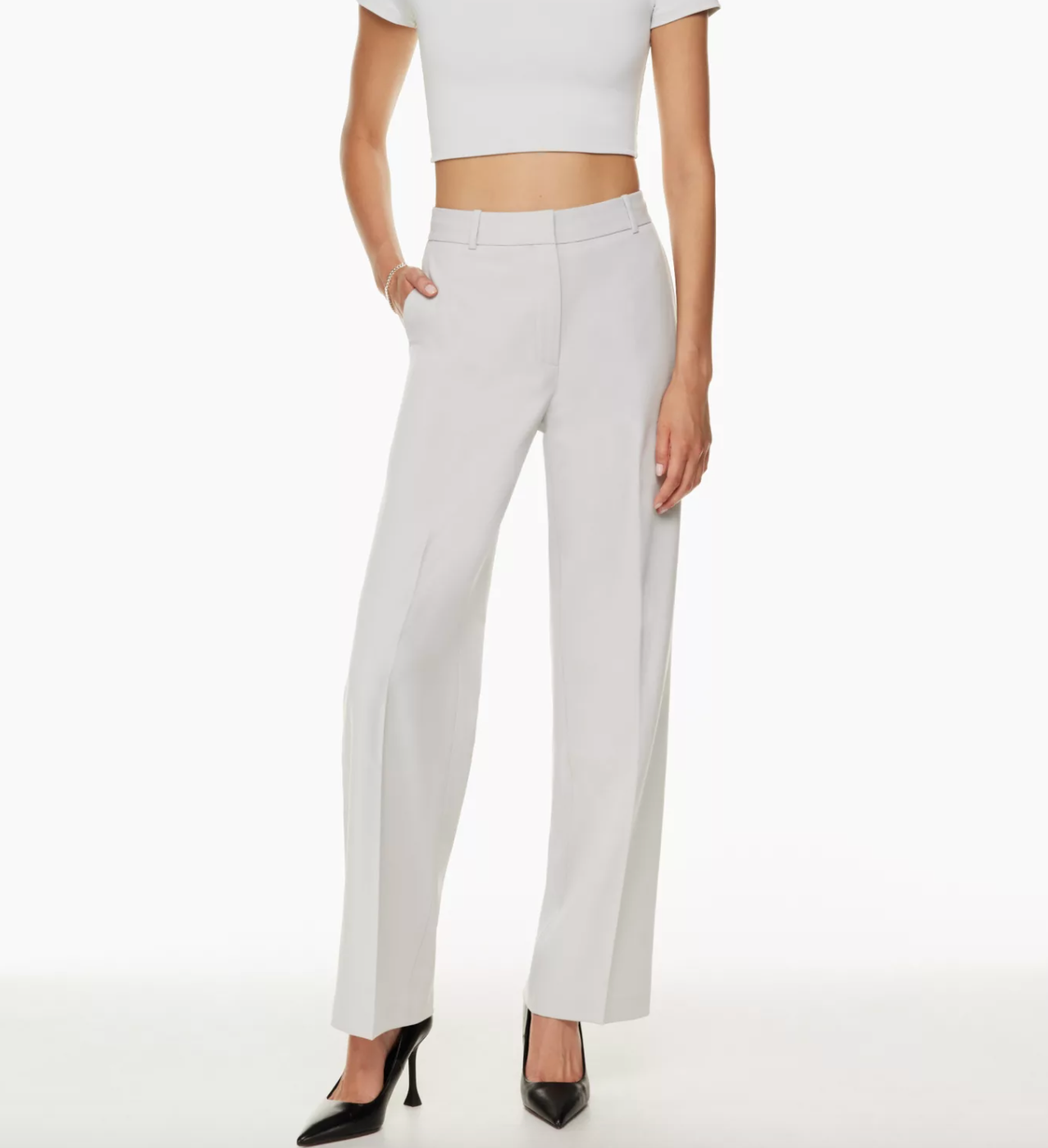 Aritzia Babaton Agency Pants in Matte Pearl (High-waisted Wool Trousers ...