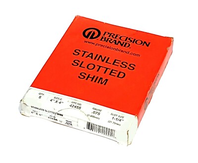 PRECISION BRAND 42455, Stainless Slotted Shim, Slot Size 1-1/4", Qty. 5 ...