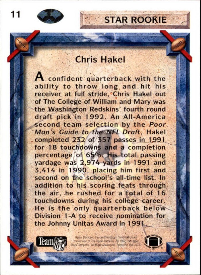 1992 Upper Deck #11 Chris Hakel RC - NM-MT | eBay