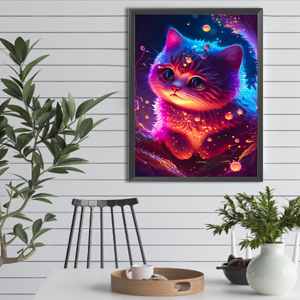 5D DIY Full Round Drill Diamond Painting Cat Home Decoration Art Craft ...