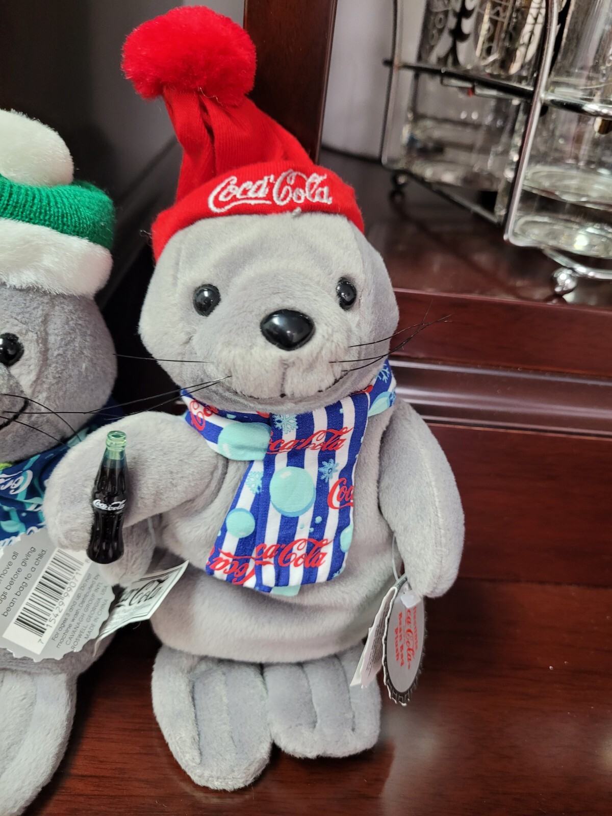 Coca Cola Seals Plush Bean Bag 9" In Vest and Scarf Stuffed Animal Toy ...