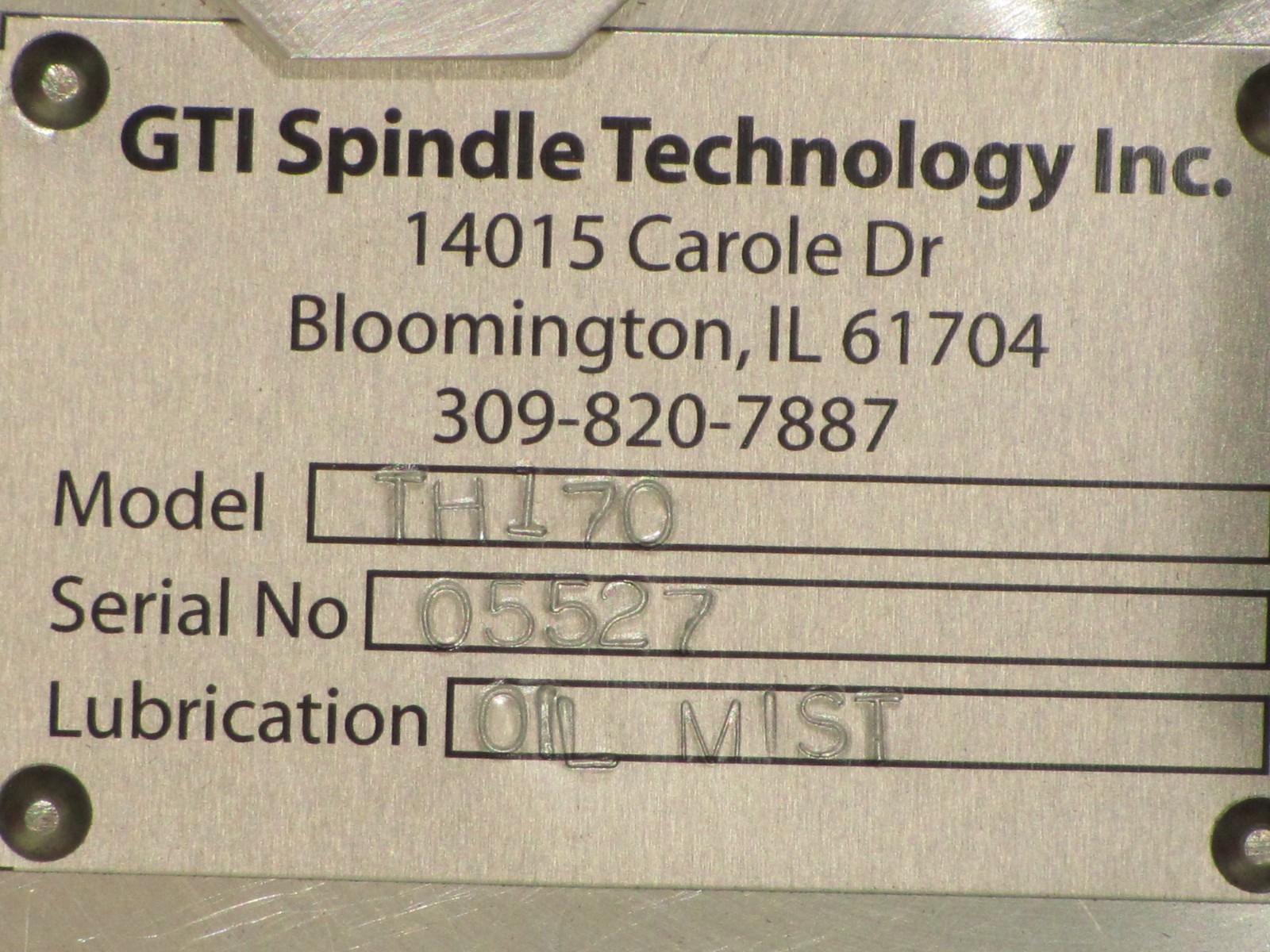 GTI SPINDLE No. TH170 W/ TEST REPORT & 170-24-000 MOTOR 24000Rpm -NEW ...