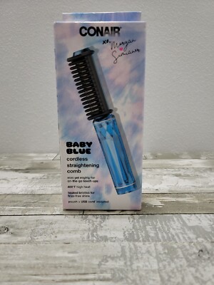 Conair Baby Blue Mini Cordless Straightening Comb With USB Cord And ...