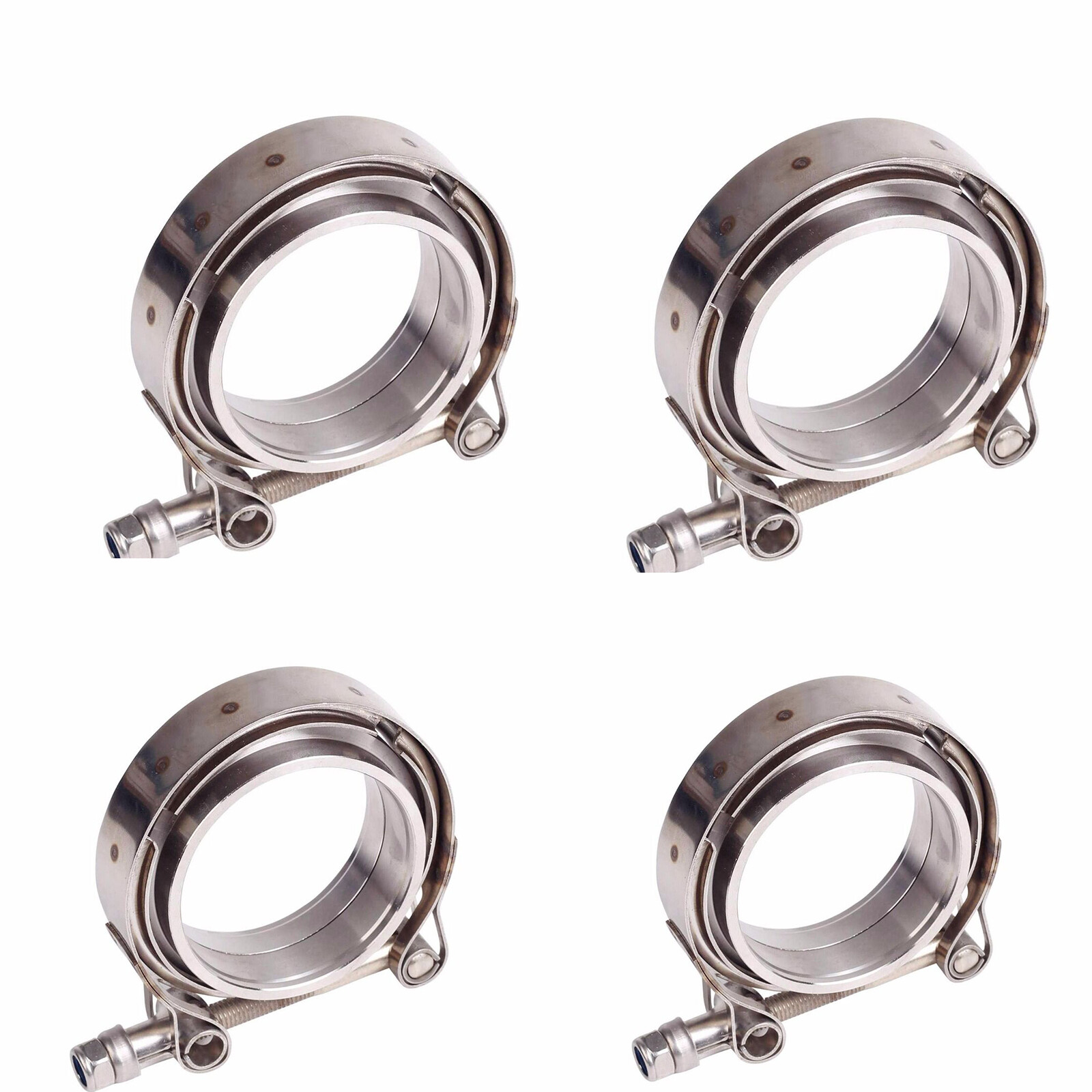 4PCS 3 Inch V Band Clamp Kit w Male Female Flange Mild Steel MS Turbo ...