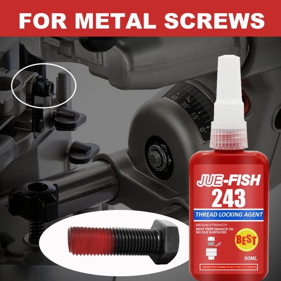 50ml 243 Thread Lock Blue Bolt Stud Fast Fix Screw Nut Glue Compound ...