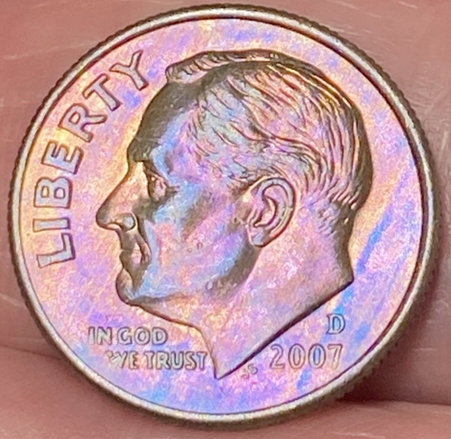 2007-D Roosevelt Dime Beautiful Lustrous Rainbow Toned Coin #21 | eBay