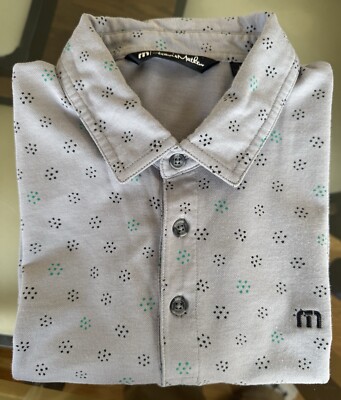 Travis Mathew Polo Shirt Mens Medium Gray Chancellor Performance Preppy ...