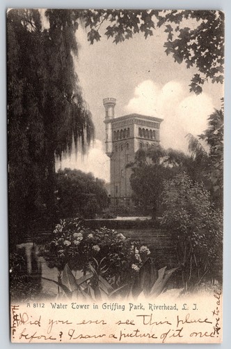 Riverhead Long Island~Victorian Water Tower In Griffing Park B&W~c1905 ...