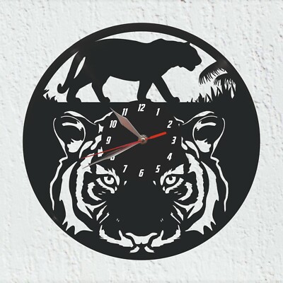 VinyWoody Vinyl Record Wall Clock Tiger Wild Animal Gift Decoration ...