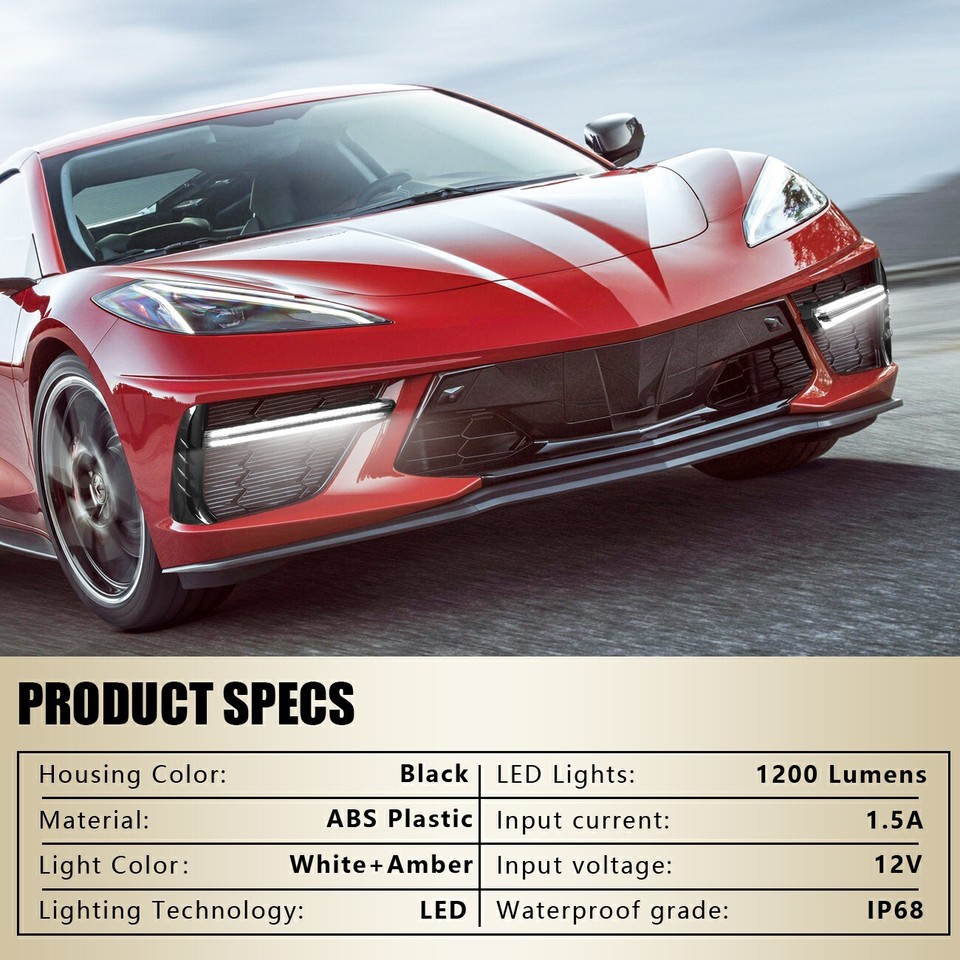 LED Grill Bezel Daytime Running Light w/Turn Dynamic For Corvette C8 ...