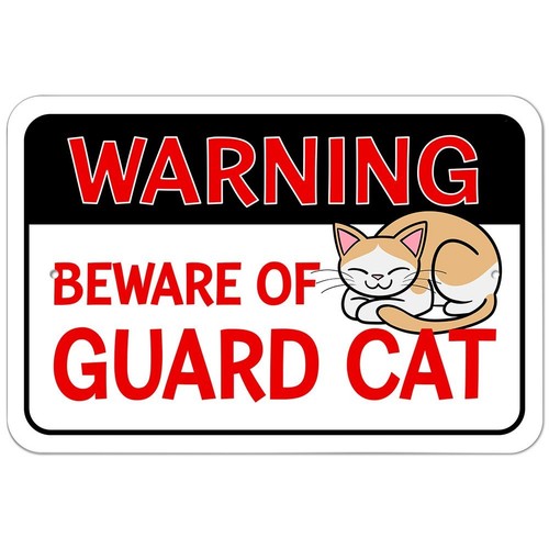 Warning Beware of Guard Cat 9" x 6" Metal Sign | eBay