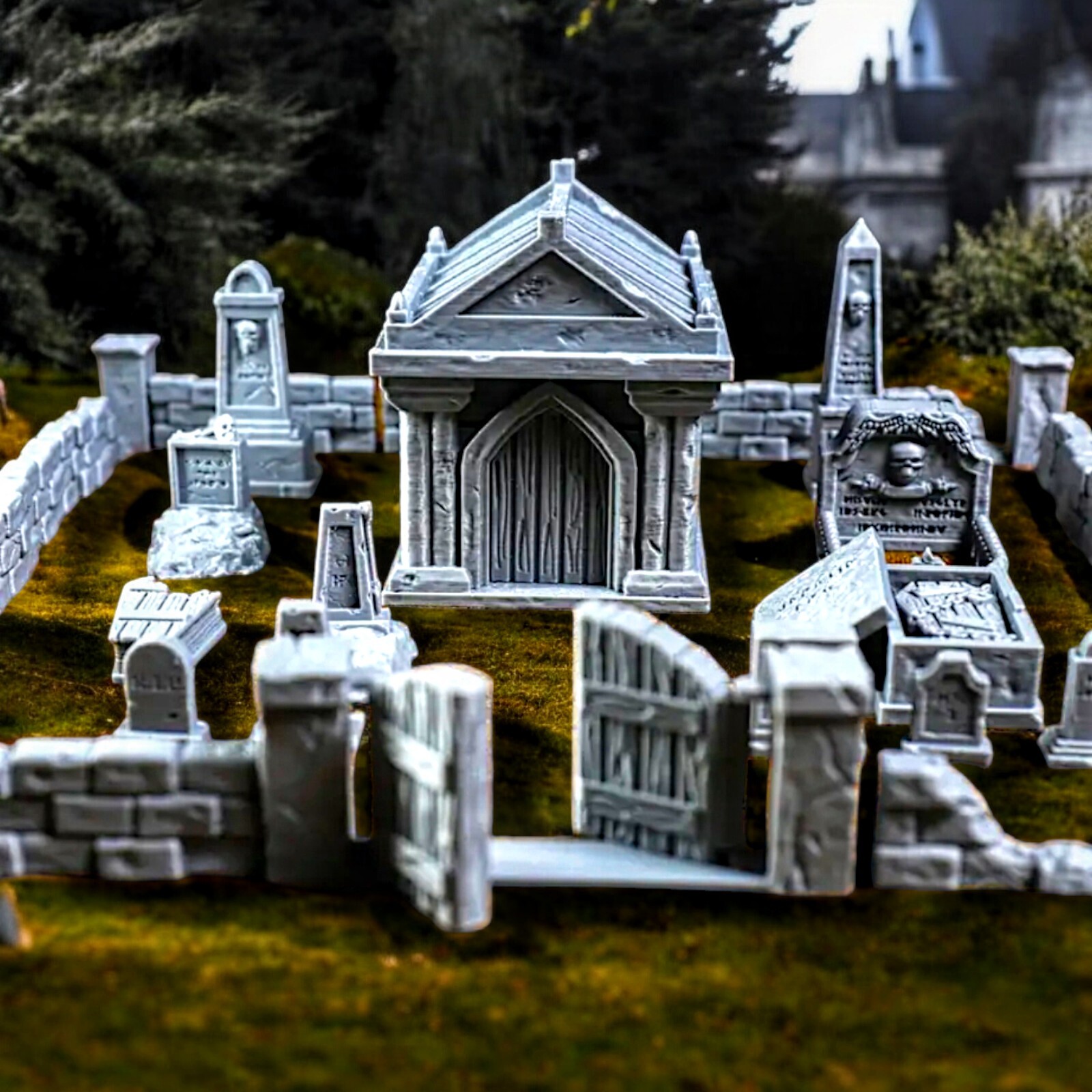 Graveyard Mausoleum Terrain Miniature DnD RPG War Game Tabletop 42pc | eBay