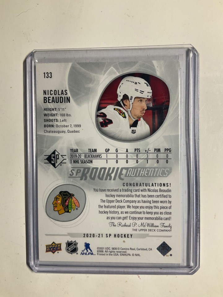 2020-21 SP Jerseys #133 NICOLAS BEAUDIN Jersey Patch !!., | eBay