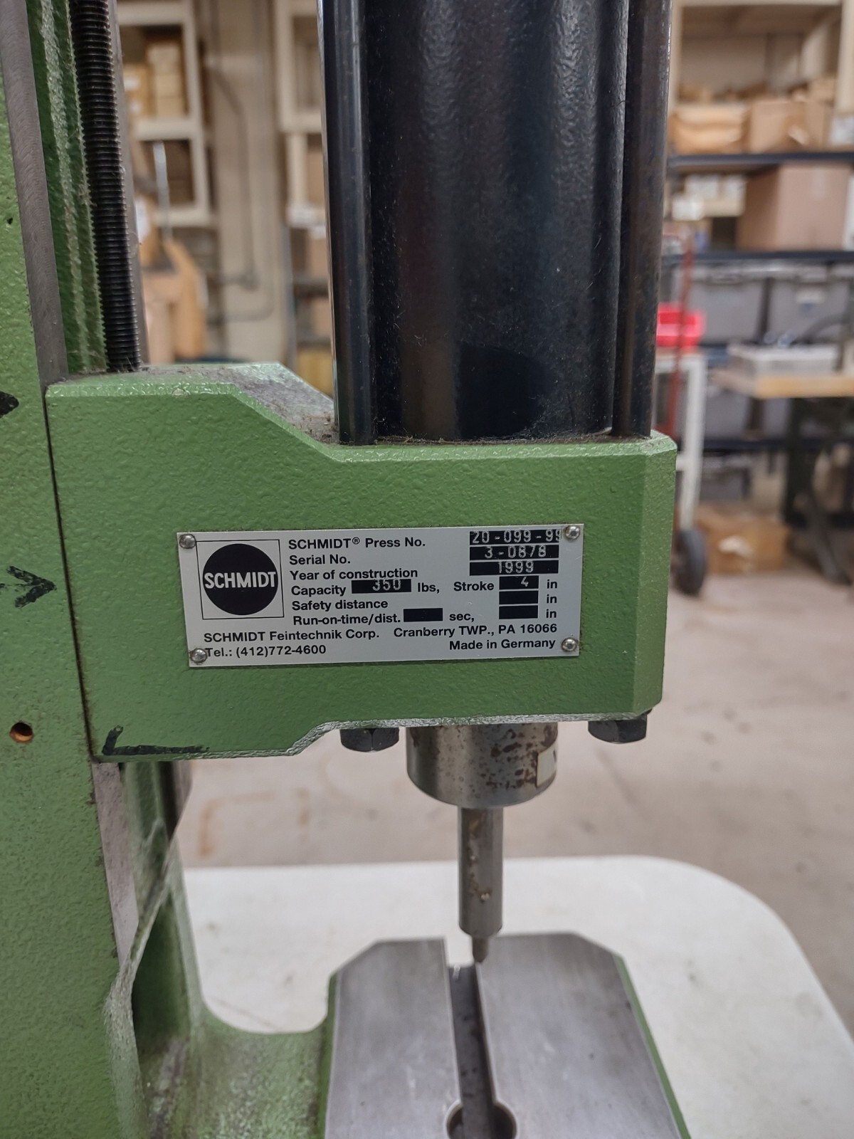 Schmidt Type 20 Pnuematic Press 350 lbs Capacity, 4" Stroke | eBay