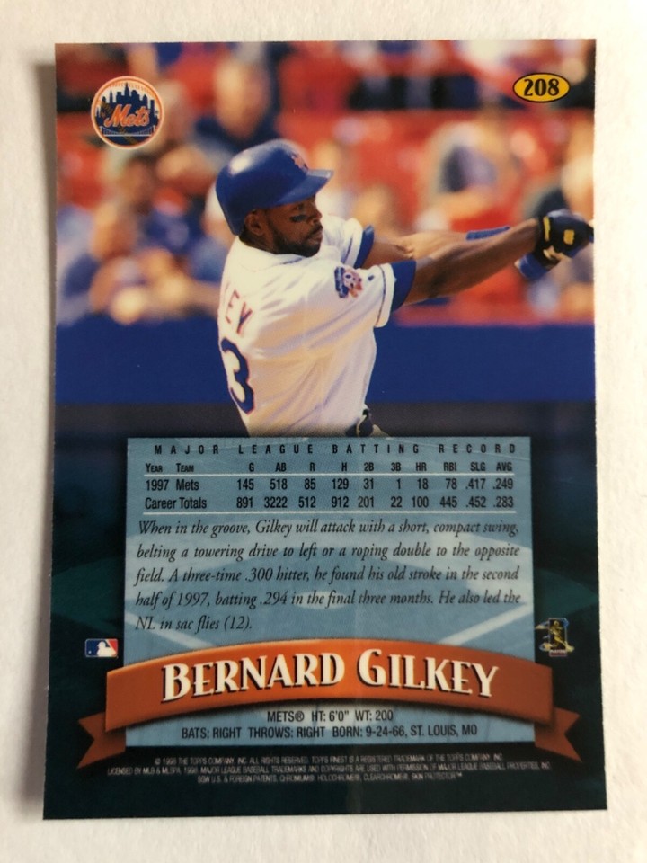 1998 Topps Finest #208 Mets Bernard Gilkey Baseball Card | eBay