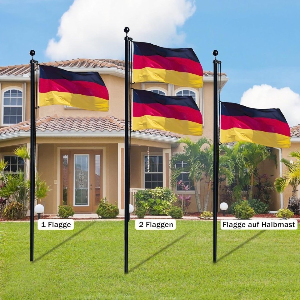 20FT (6M) Flag Poles for Garden Sectional Heavy Duty Aluminum Kit ...