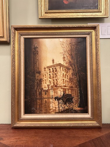 Vintage Artist Lawrence Monier Signed Original Oil Painting Old Chicago ...