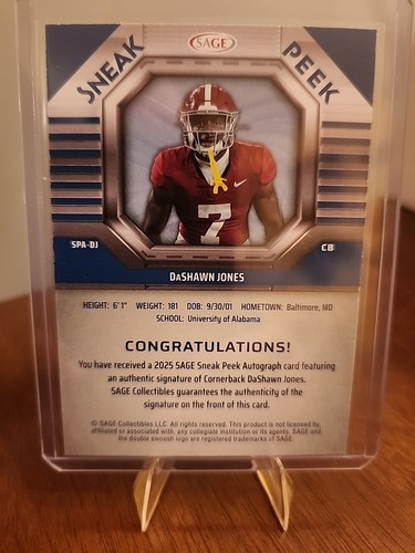 DaShawn Jones 2025 SAGE Low Series Sneak Peak Auto #SPA-DJ | eBay