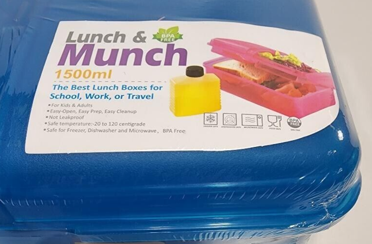 LUNCH & MUNCH 1500ML LUNCH BOX SET SCHOOL / WORK / OFFICE | eBay
