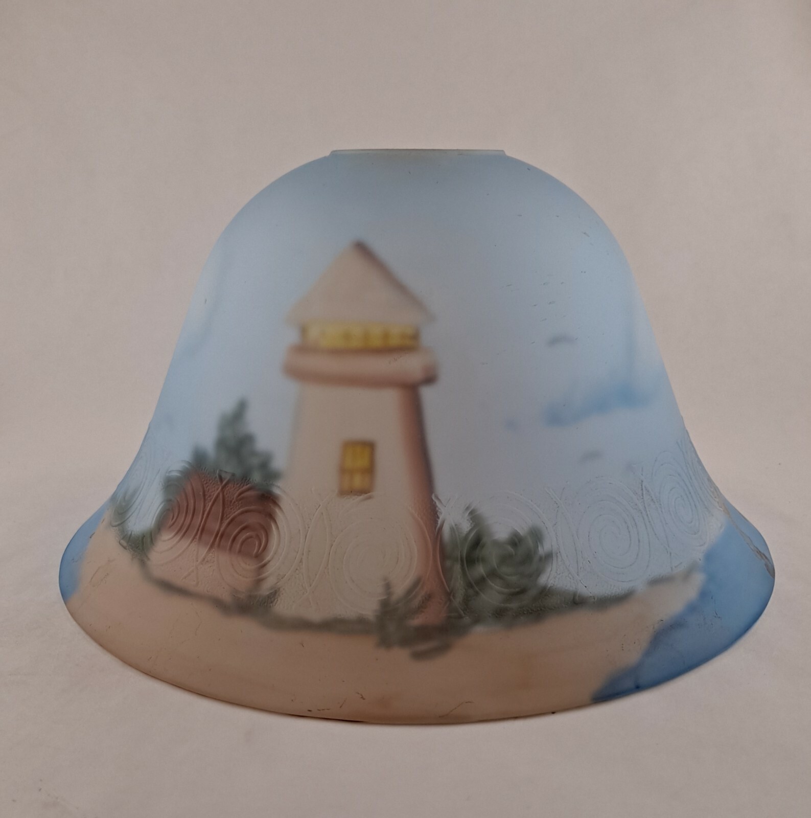10" Hand Painted Bell Glass Lamp Shade, Reverse Painted, Lighthouse | eBay