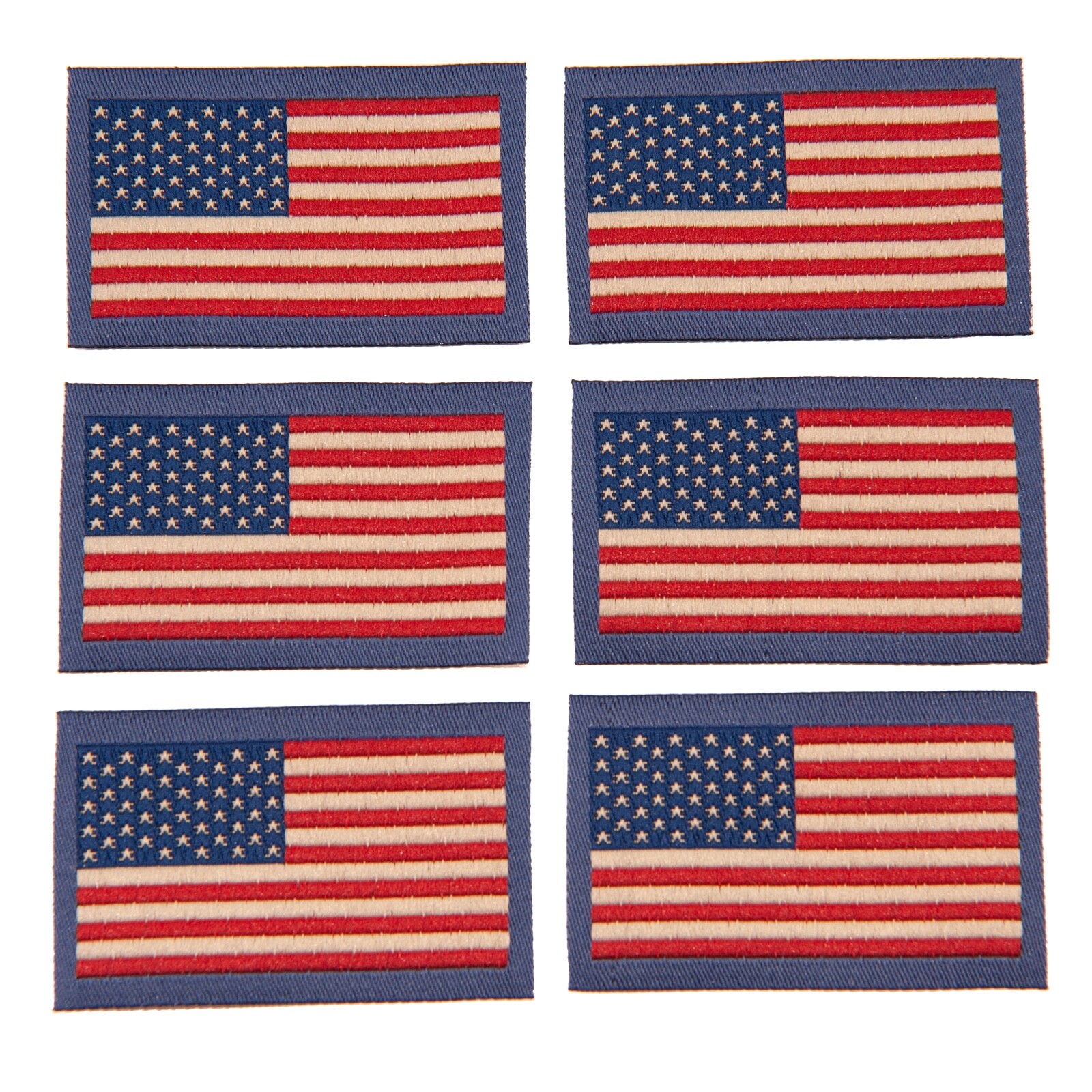 American Flag Woven Patch / Label USA 1 1/4" x 2" 6-pack Retro Stars ...