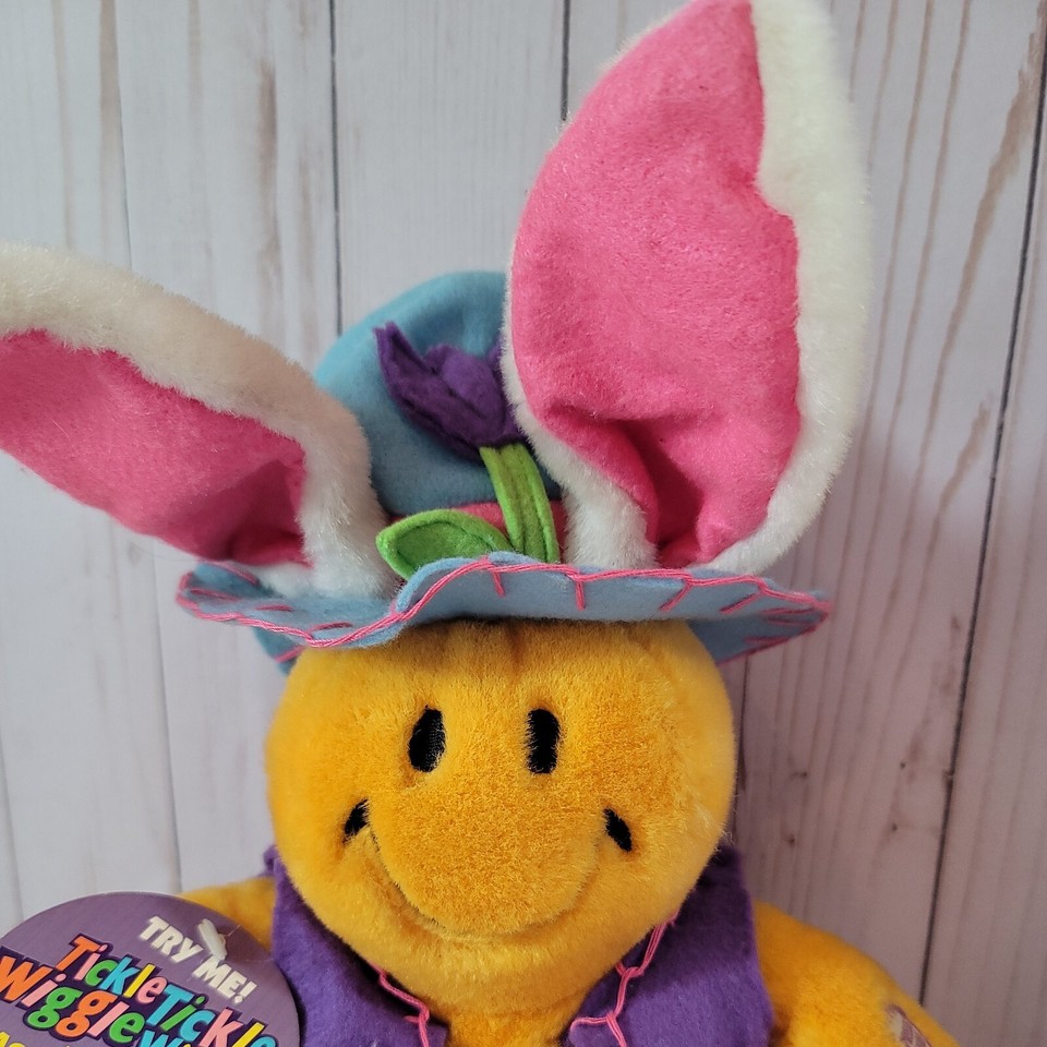 Tickle Tickle Wiggle Wiggle Giggle Yellow Easter Bunny Plush Sings ...