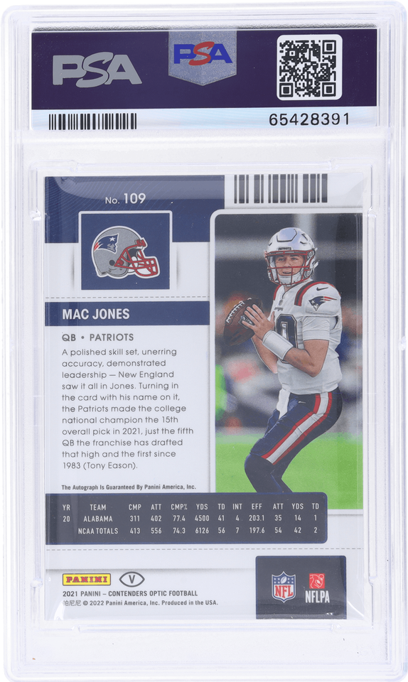 2021 Panini Contenders Optic Mac Jones Rookie Ticket VAR Auto #109 PSA ...