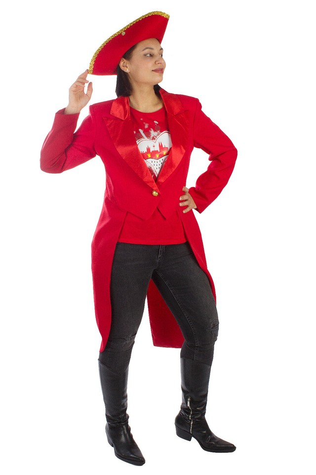 Fancy Dress Costume Ladies Tailcoat Carnival Cologne Red Satin Size 36 ...