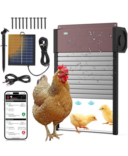 Solar Automatic Roller Shutter Chicken Coop Door with Timer and Anti ...
