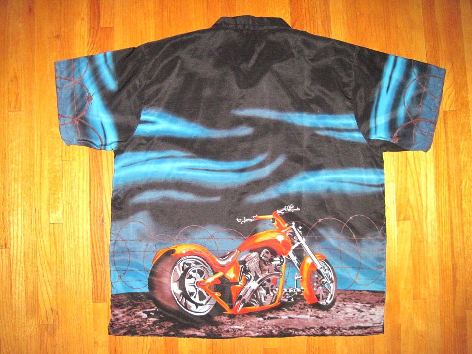 Vintage Easy Rider Blue Sky Motorcycle Short Sleeve Lounge Shirt Size ...