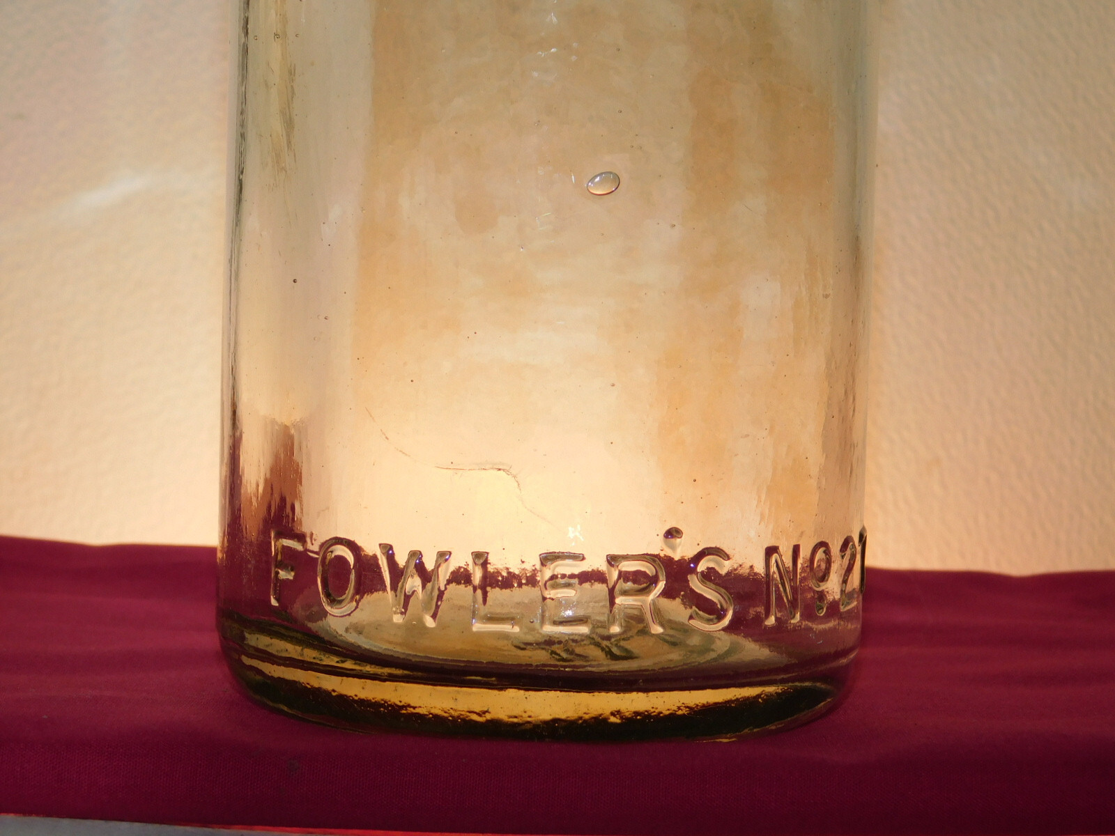 ANTIQUE BOTTLE "FOWLER'S" VACOLA No 27 / SIZE 27 JAR / RARE GREY AQUA ...