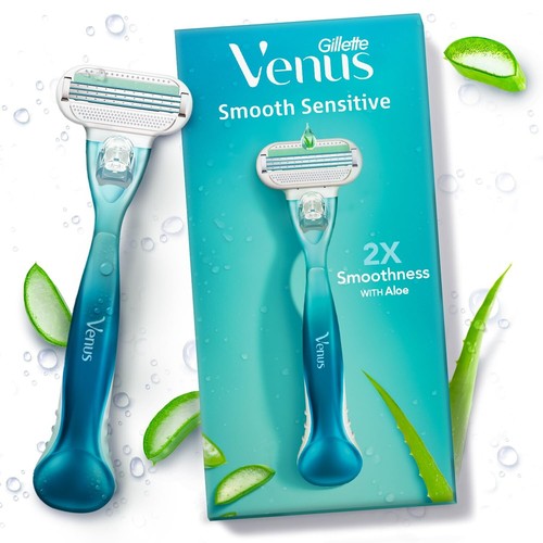 Gillette Venus Smooth Sensitive Hair Removal Razor for Women with Aloe ...
