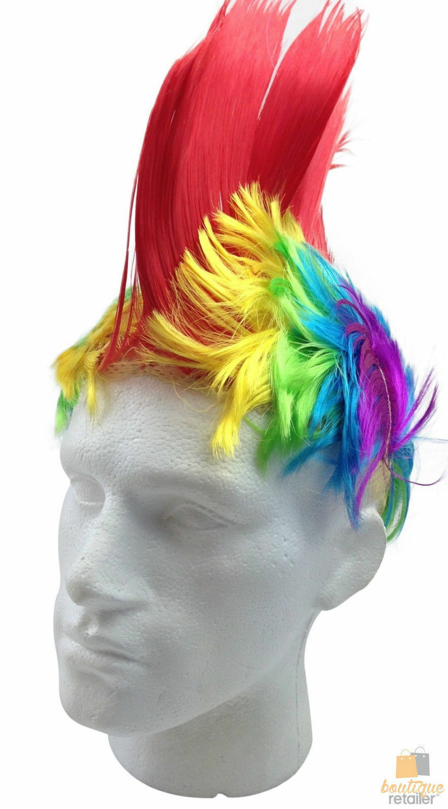 Rainbow MOHAWK WIG 70s 80s Rock Punk Hair Costume Mohican Rooster Wig ...