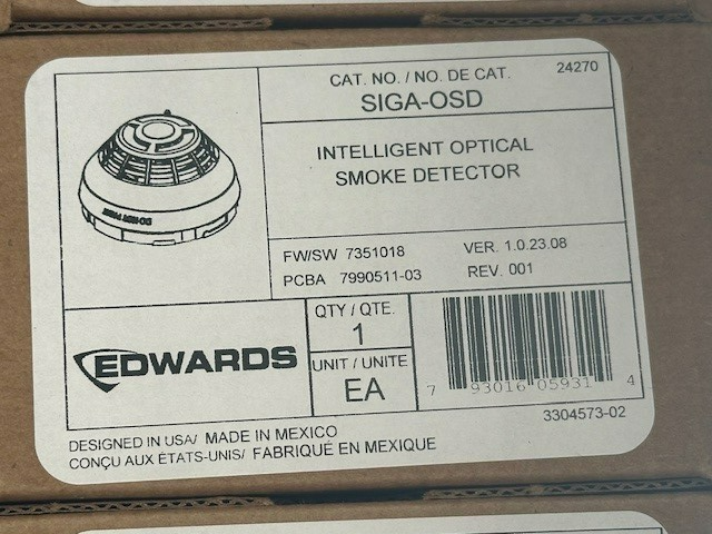 NEW EDWARDS EST SIGA-OSD INTELLIGENT "OPTICA" SMOKE DETECTOR (80 LOTS ...