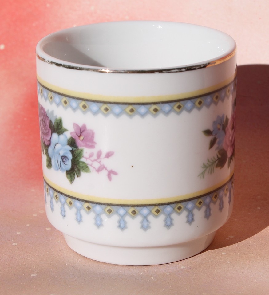 Pink & Blue Flower Demitasse Cup FREE SHIP | eBay