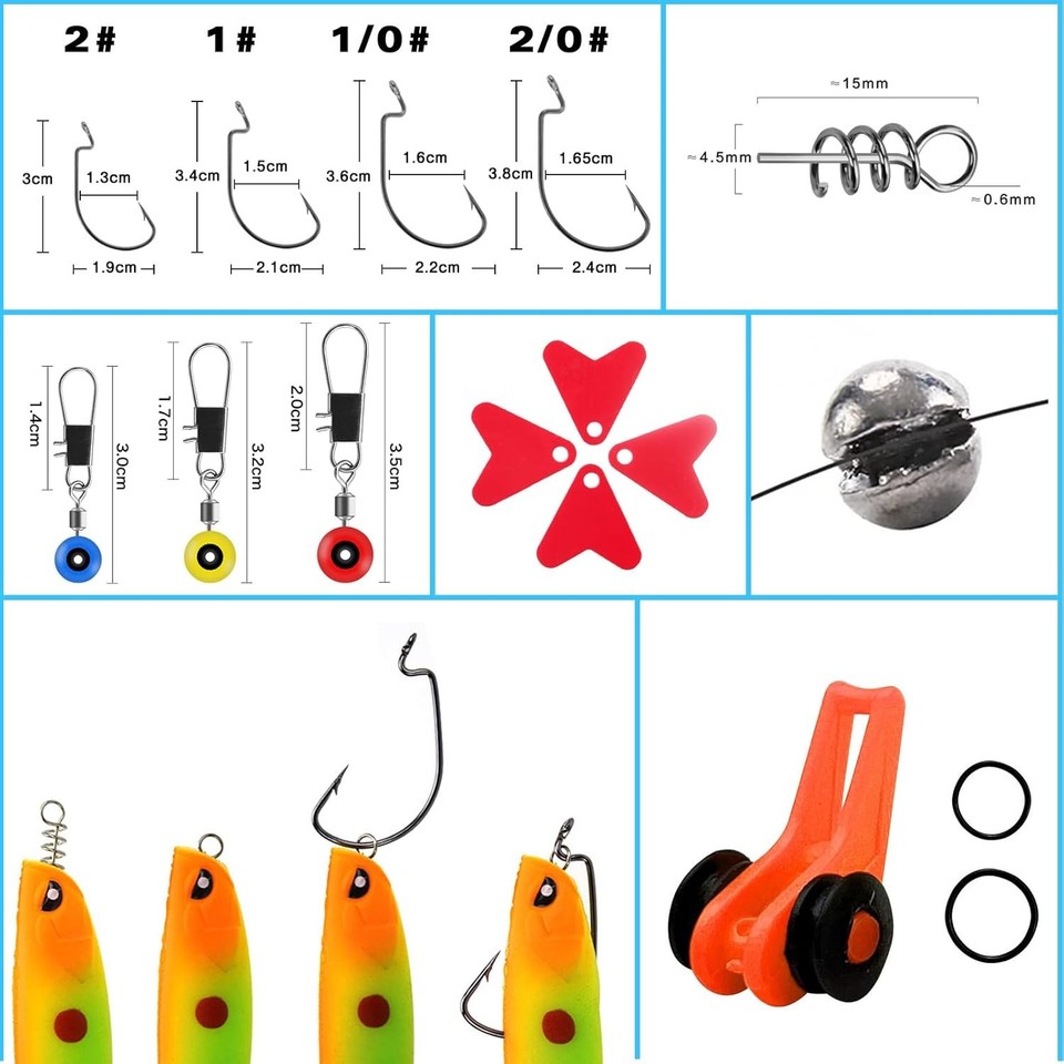 Fishing Starter Kit 187Pcs with Tackle Box, Rigs, Sinkers, Weights for ...