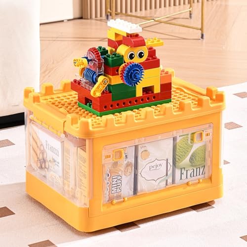 Clear Foldable Toy Storage Box with Wheels & Locking Lid - 21QT Kids ...