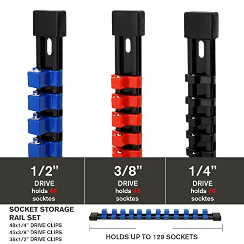 9pc Abs Socket Organizer Set 1/2inch 3/8inch And 1/4inch Drive Socket ...